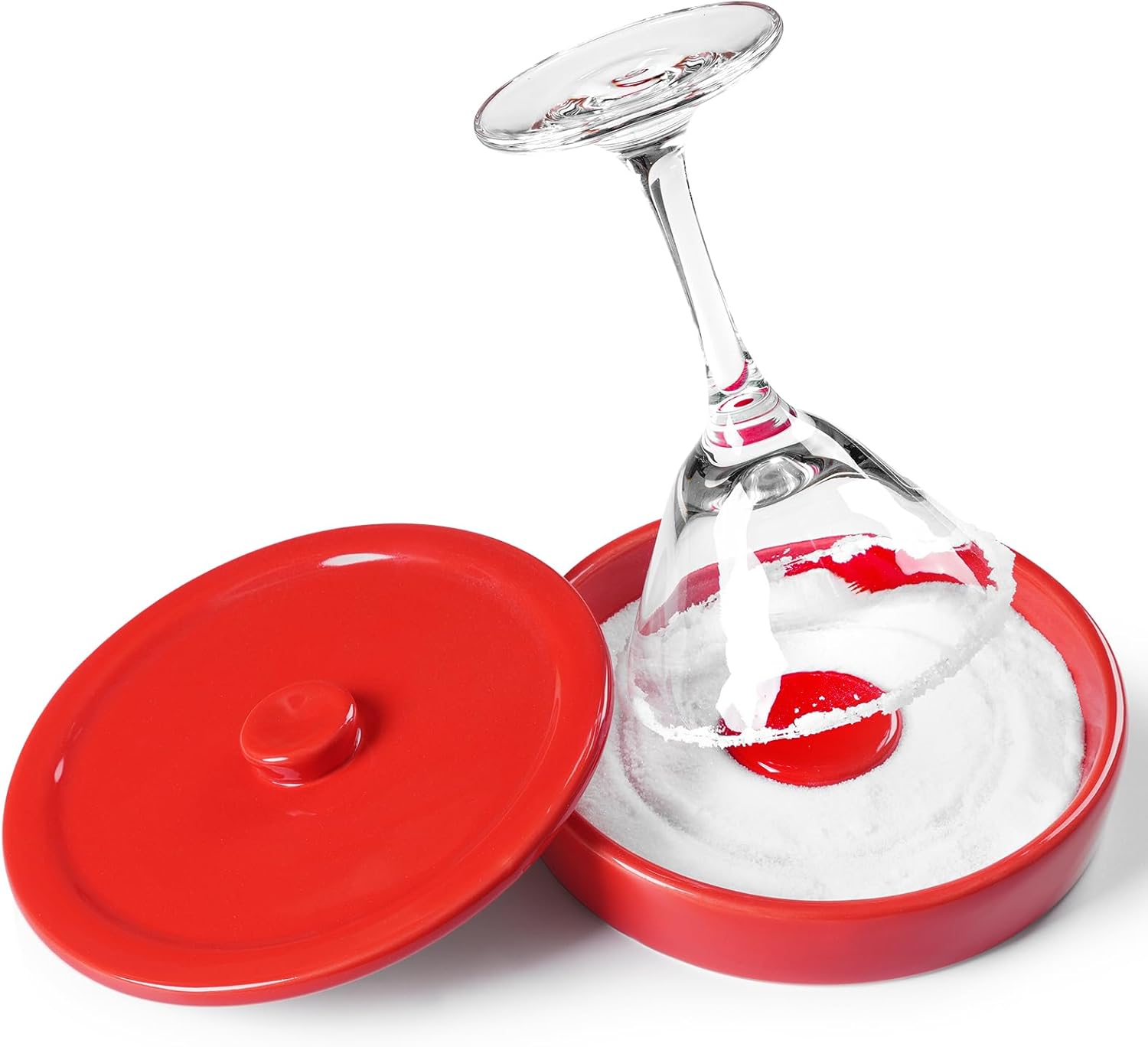 Amazon.com: cosnou Ceramic Margarita Salt Rimmer red with Lid Home Bar ...