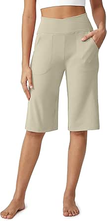 Amazon.com: G4Free Capri Pants for Women 14" Knee Length Wide Leg Yoga ...
