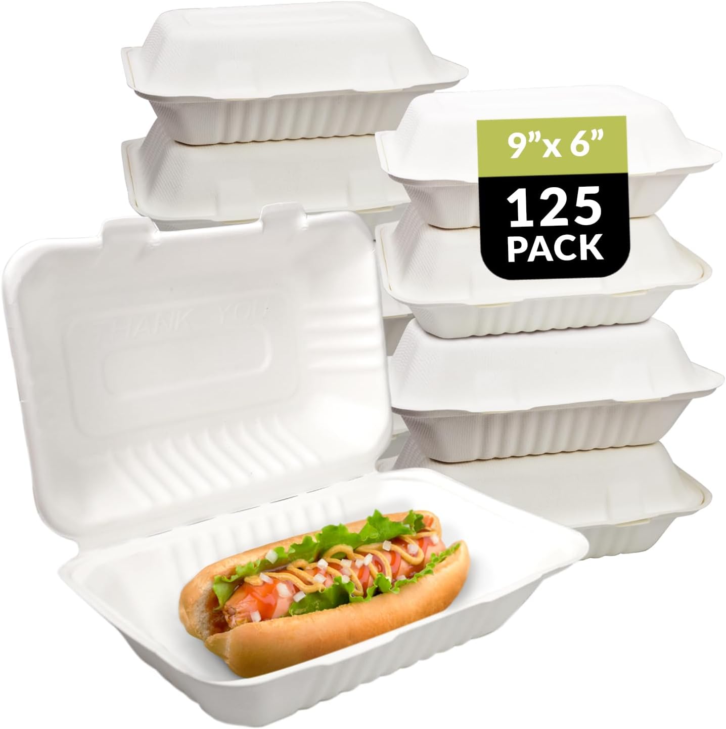 Amazon.com: Klex Eco-Friendly Clamshell Takeout Food Containers [9x6 ...