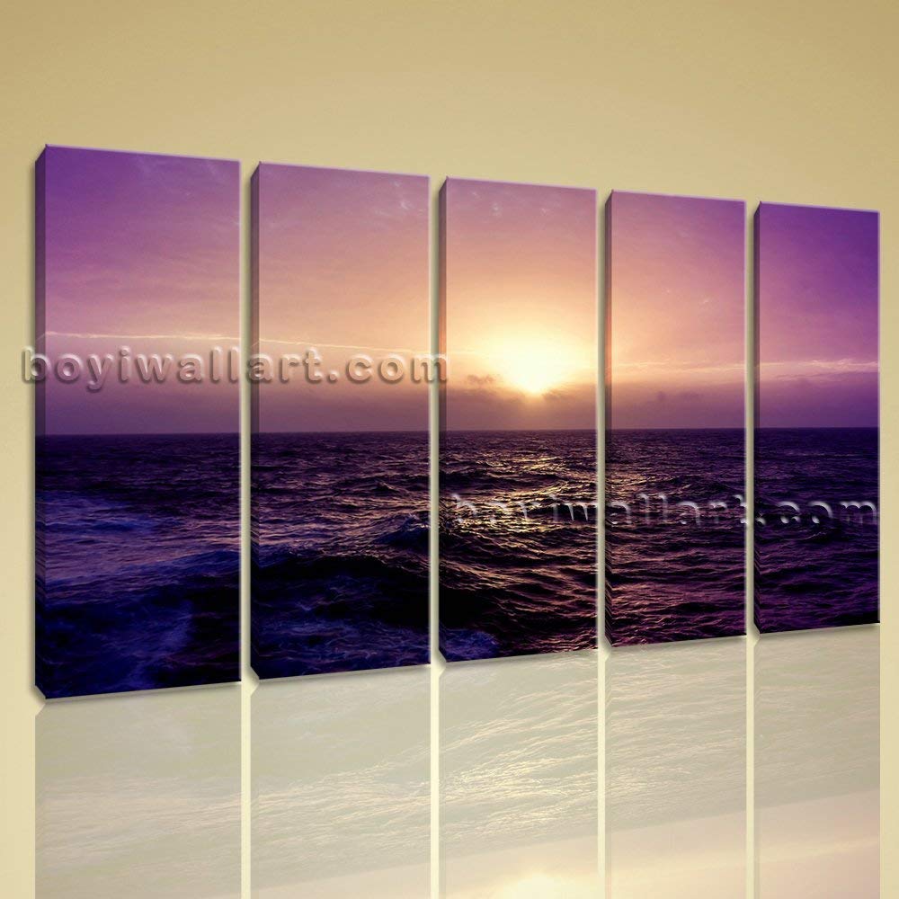 Amazon.com: Large Contemporary Canvas Wall Art Sunset Landscape ...