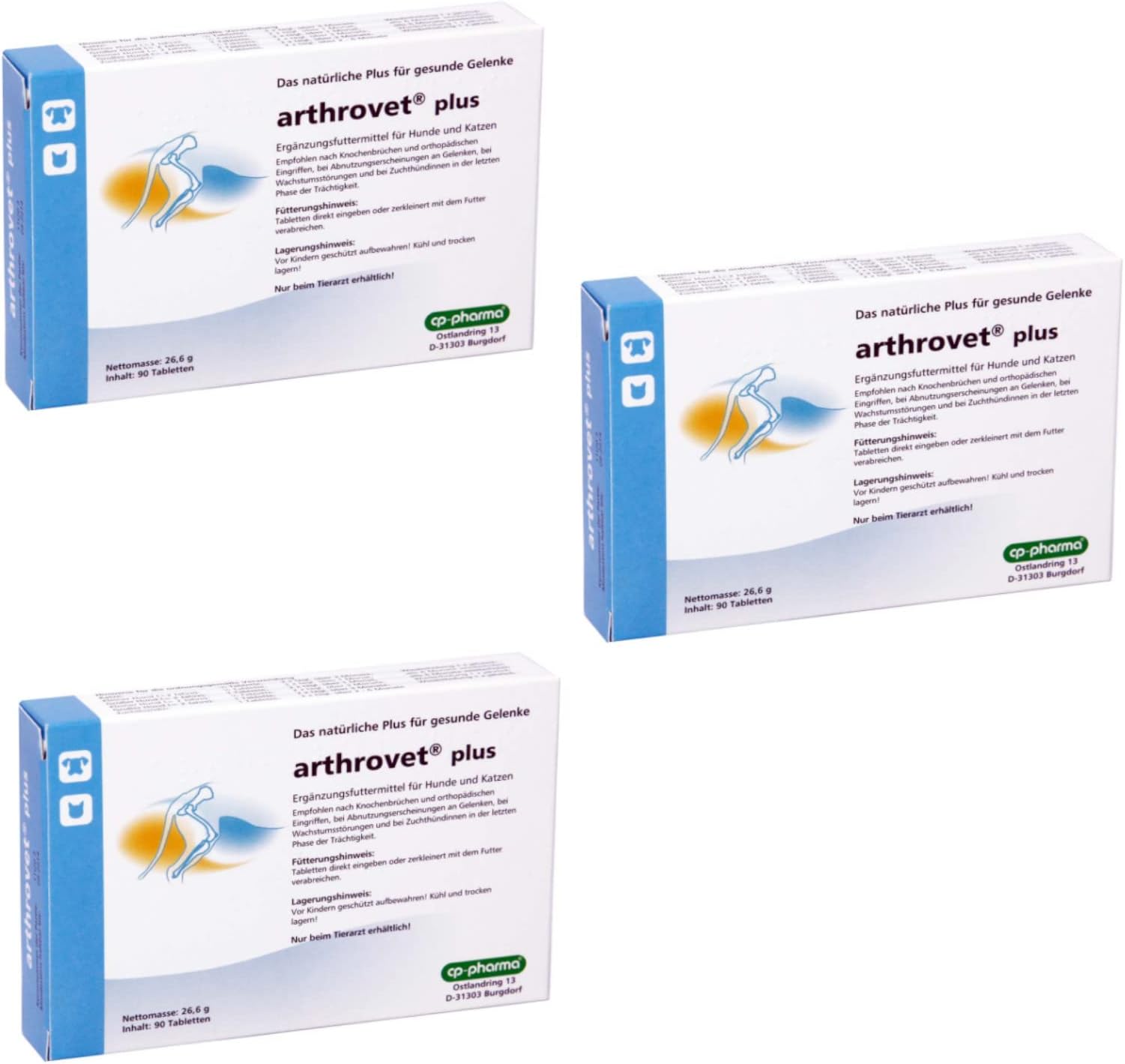 cp-pharma arthrovet Plus | 90 Tabletten | Ergänzungsfuttermittel für ...