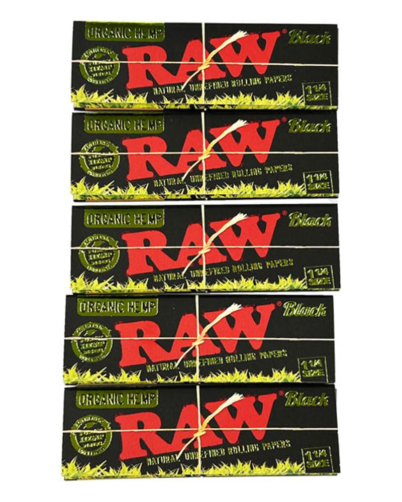 Amazon.co.jp: 5冊セット RAW Black organic hemp Papers 77mm 1 1/4 Size ミディアム ...