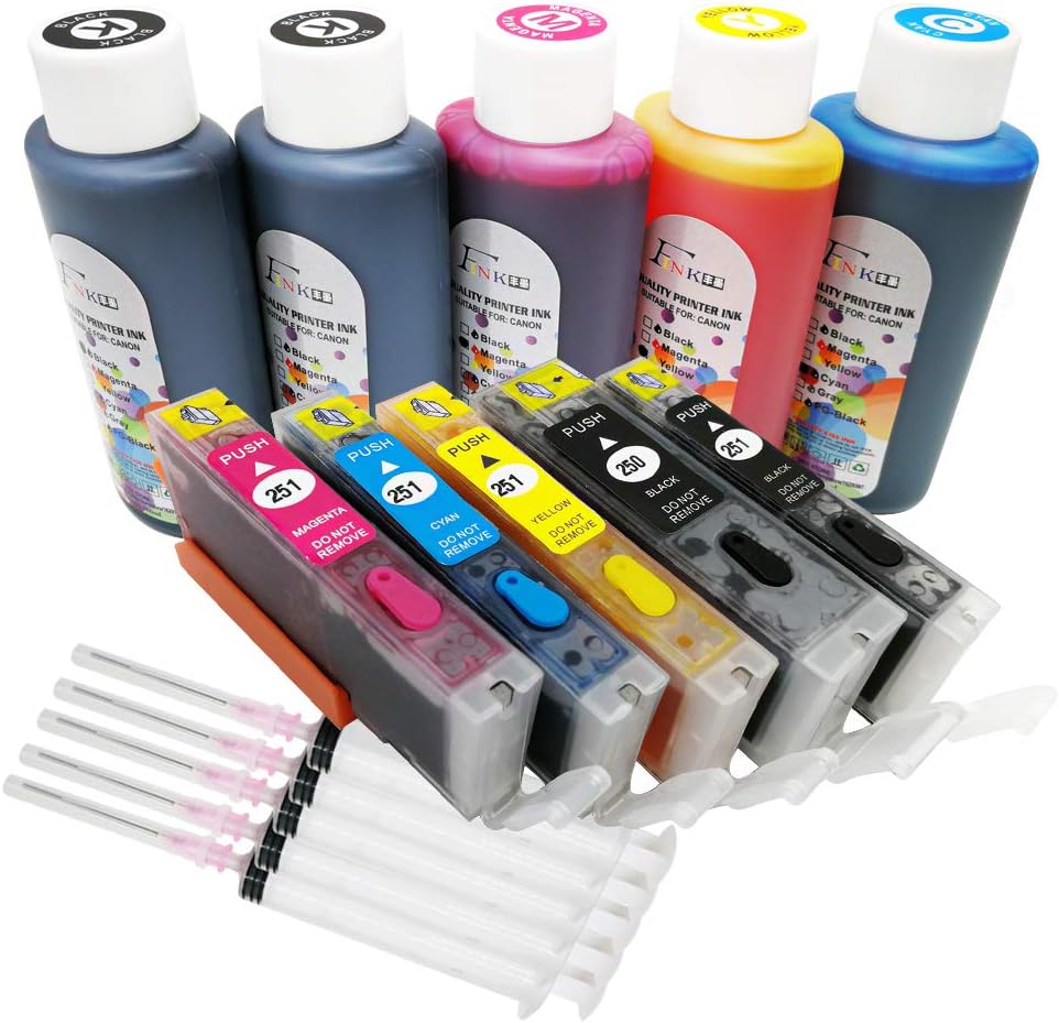 Fink Prefilled Refillable Ink Cartridges and 5 Bottles Ink Replacement ...
