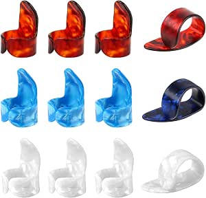 12PCS Medium Thumb Picks - 3 Colors Flat Thumbpicks Celluloid Finger ...