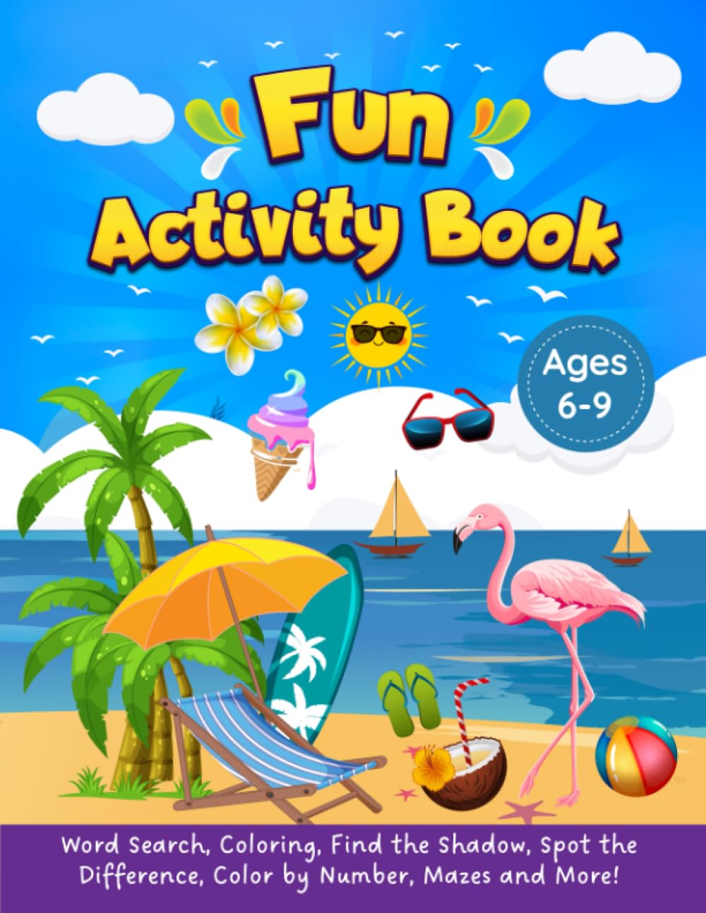 Buy Fun Activity Book: Word Search, Coloring, Find the Shadow, Spot the ...