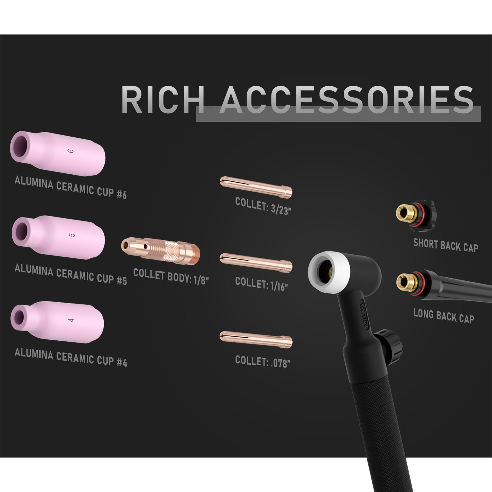 Snapklik.com : TIG Welding Torch WP-17V 13ft 150Amp Air Cooled Lift TIG ...