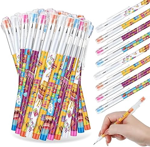 Amazon.com : Maitys Happy Birthday Pencils with Top Erasers Colorful ...
