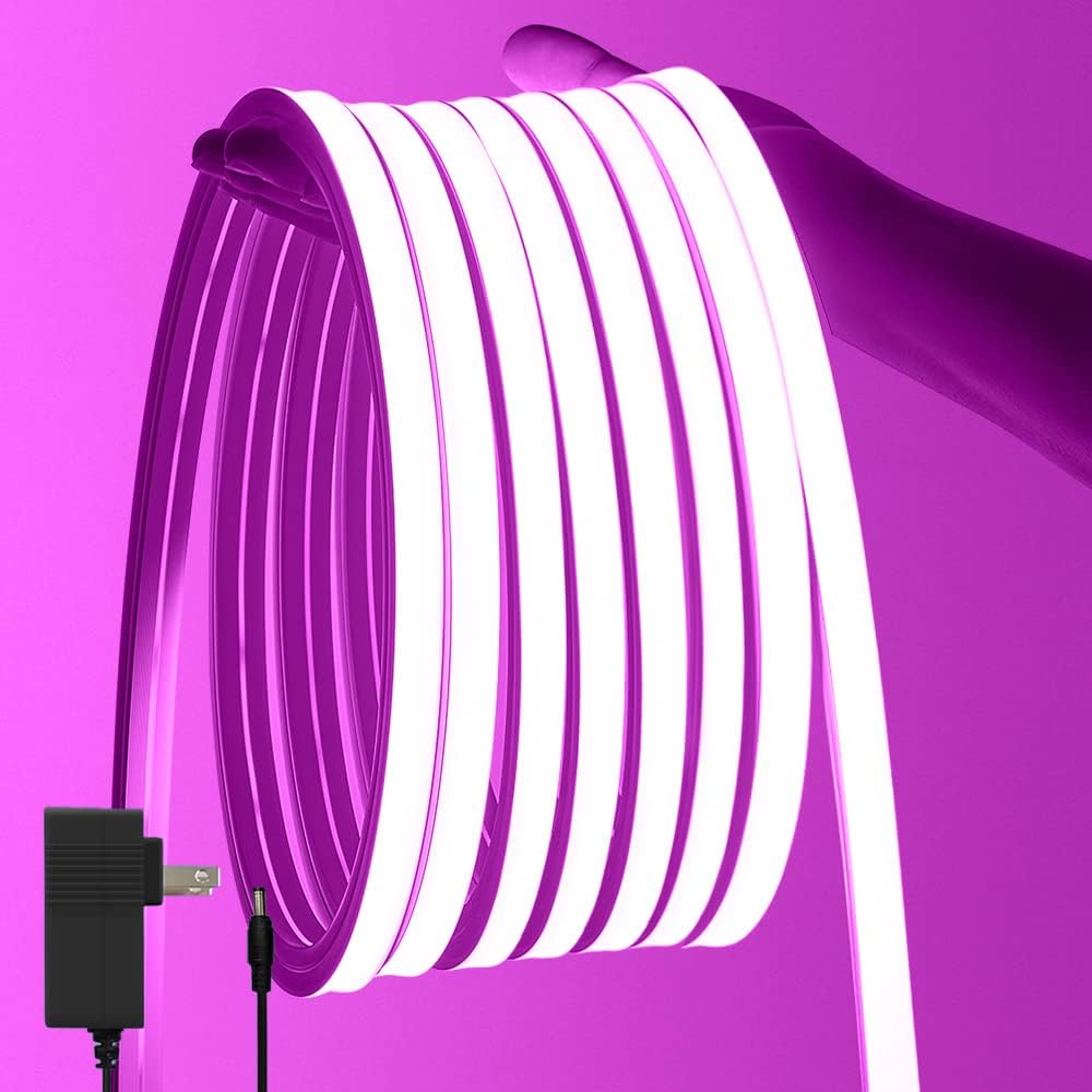 RENDIN 5M Tira Neon con Cargador,Tira Led Impermeable IP67,Suave y DIY ...