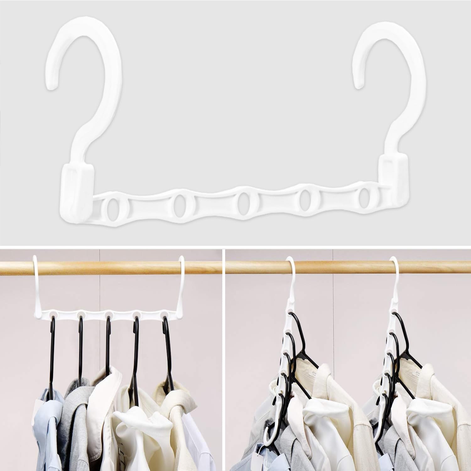 RYUKCREATIVES Magic 9 Holes Clothes Hanger, Wardrobe Storage Organiser ...