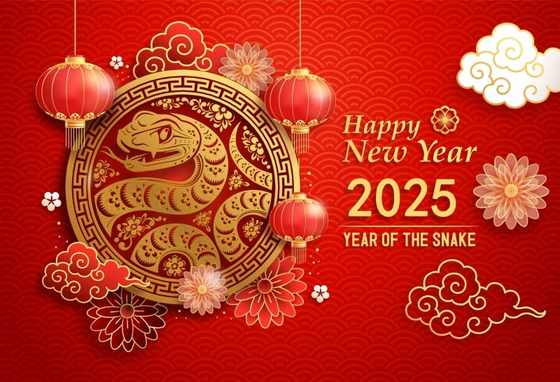 Amazon.com : Leowefowa Happy Chinese New Year 2025 Backdrop 7x5ft Lunar ...