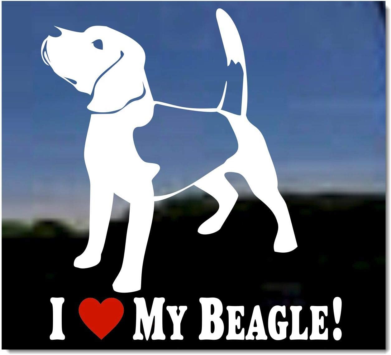 Amazon.com: I Love My Beagle Dog Vinyl Window Auto Decal Sticker ...