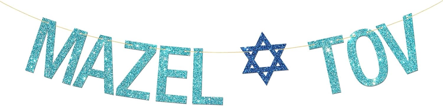 Amazon.com: MonMon & Craft Mazel Tov Banner, Bar Mitzvah/Jewish Party ...