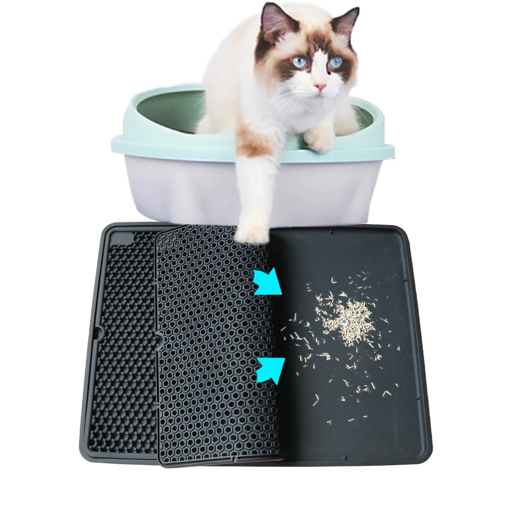 Silicone Cat Litter Mat Urine&Waterproof Pretty Litter Mat Double Layer ...