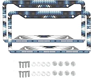 Amazon.com: Jiueut Ethnic Aztec Pattern License Plate Frames with 4 ...