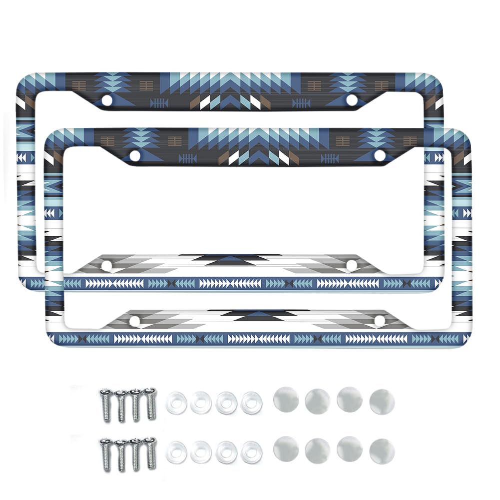 Amazon.com: Jiueut Ethnic Aztec Pattern License Plate Frames with 4 ...