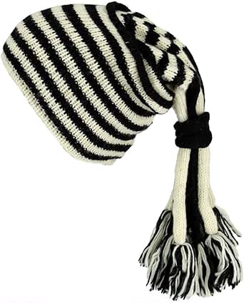 Loud Hats Slouch Beanie Hippie Tassel HAT Wool Knit Fleece Lined Black ...