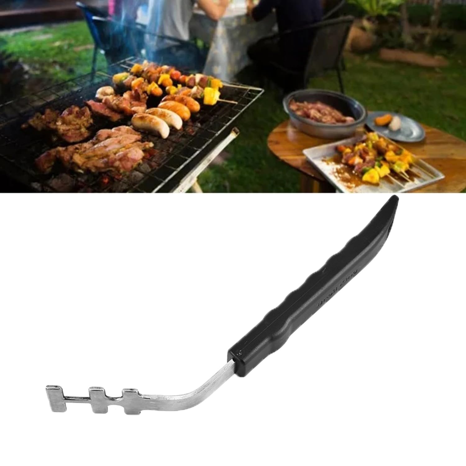Snapklik.com : Grill Grate Lifter Tool Cast Iron Grid Lever Lock ...
