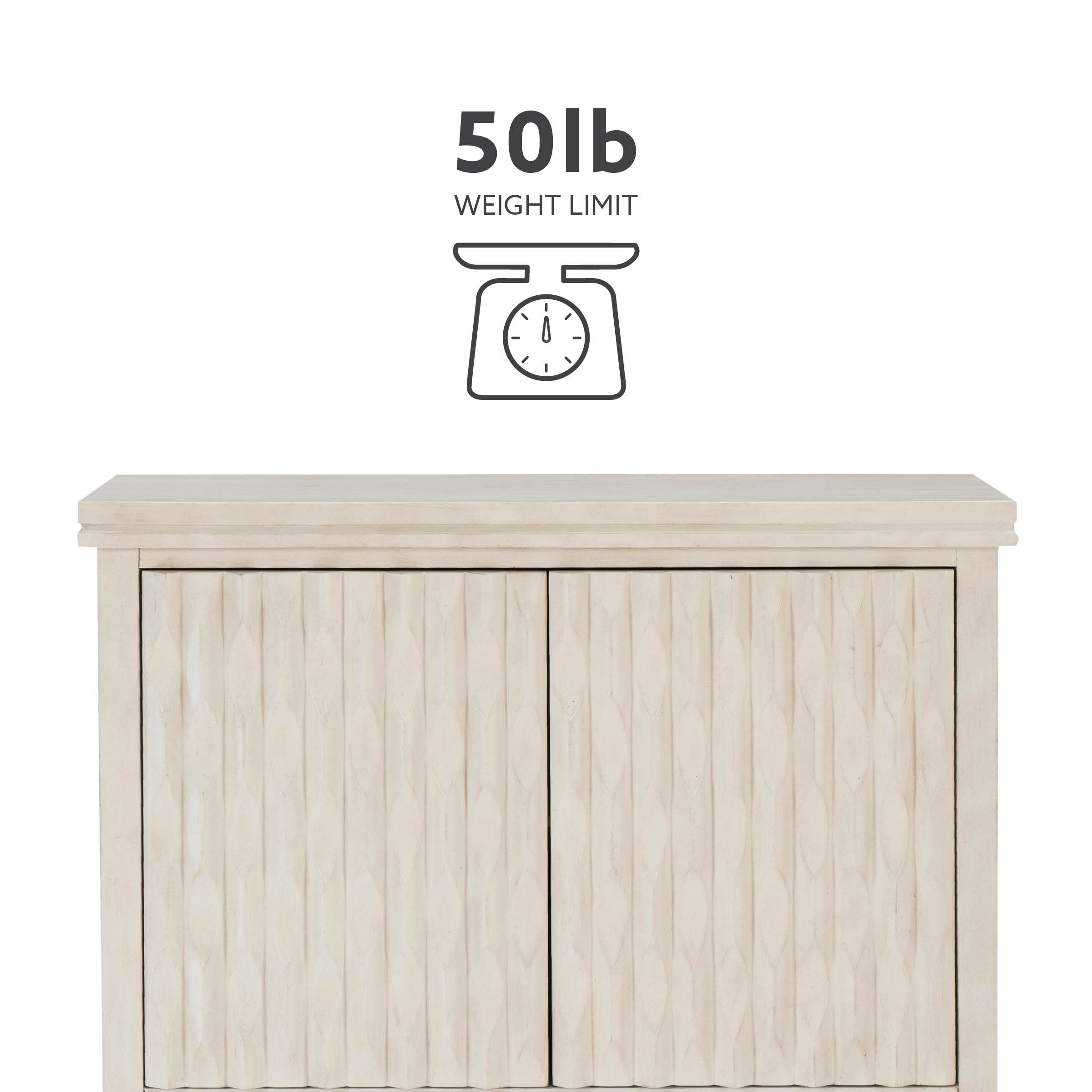 Powell Cream Two Shelves Tanner 3D Carved Cabinet