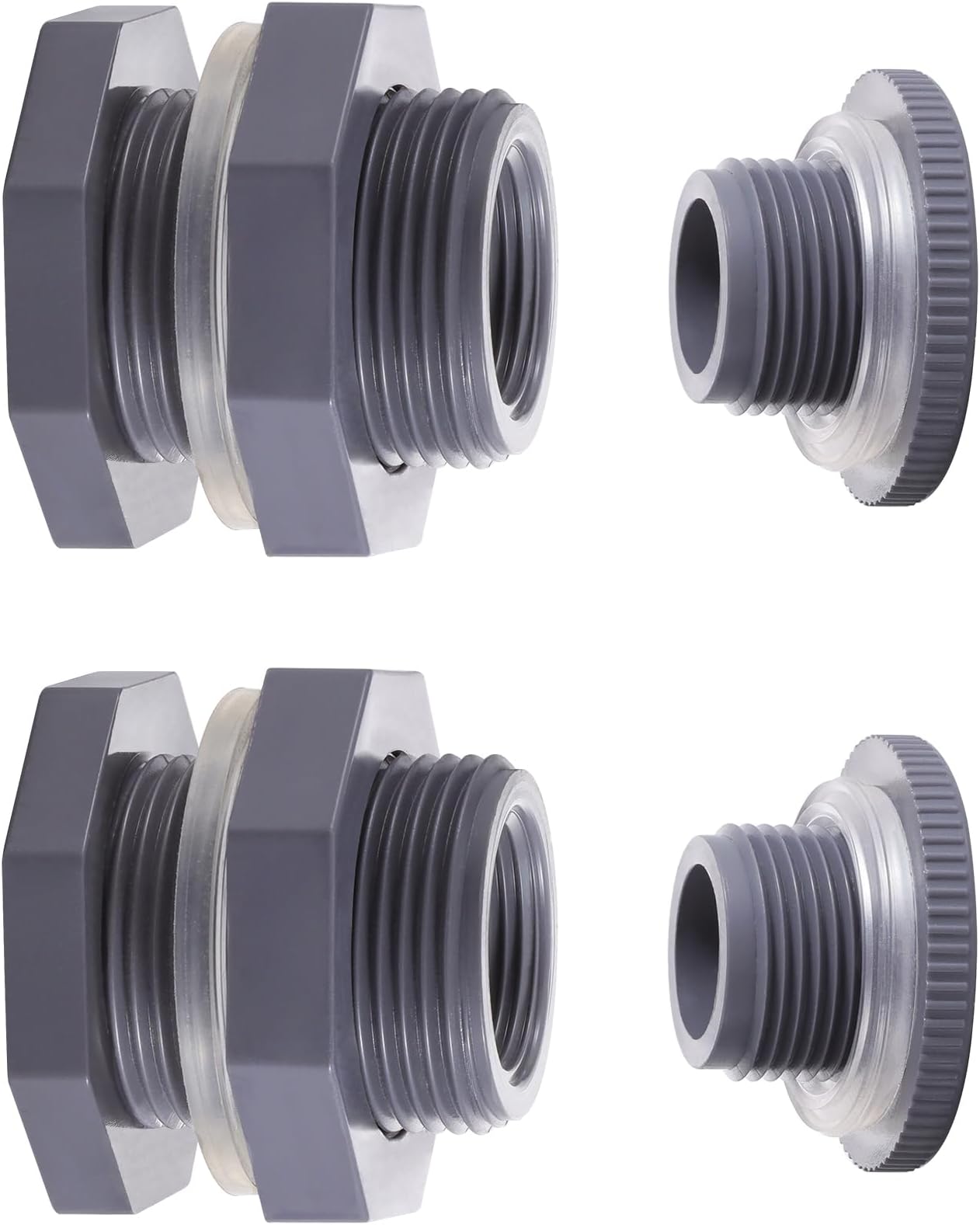 Amazon.com: AIRLUNCH PVC Bulkhead Fitting With Plug Double Threaded ...