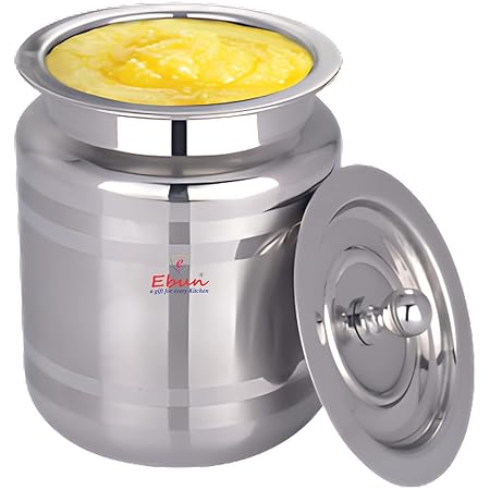 ZESTILO Stainless Steel Oil / Ghee Jar Container Platinum Finish (1500 ...
