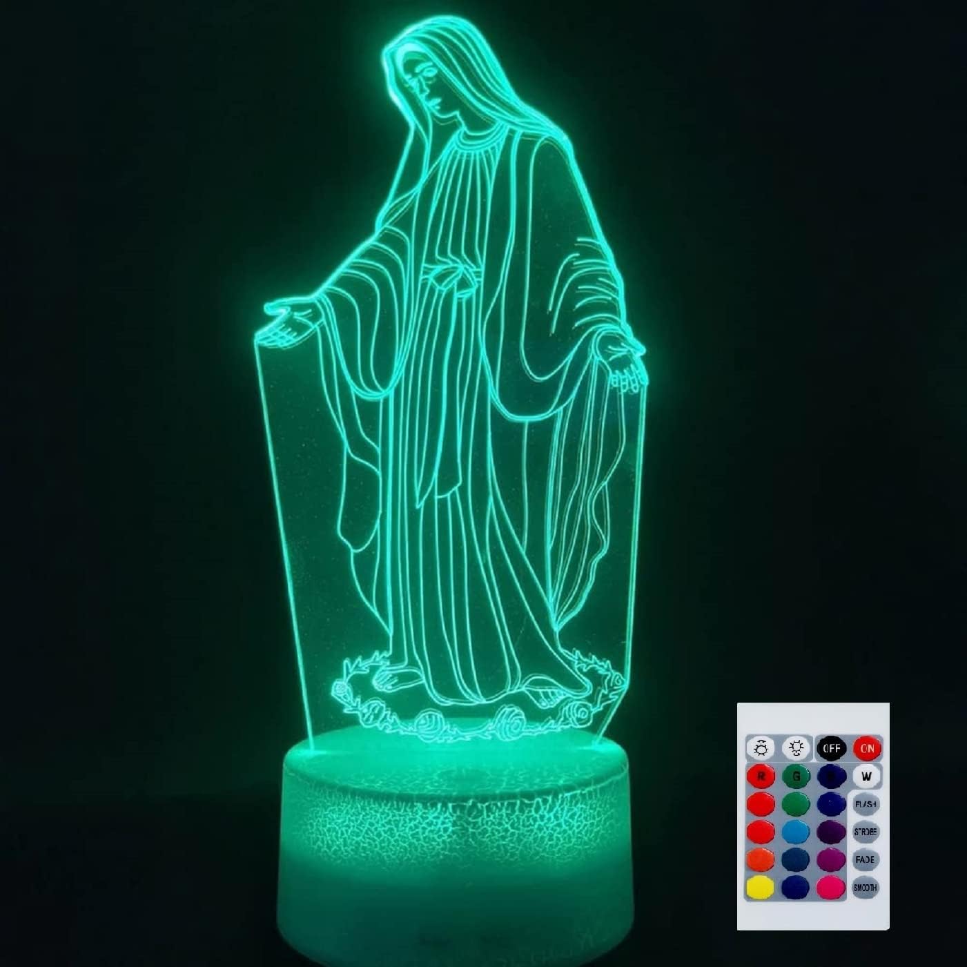 SUPERHONGJIHAO Night Light for Kids 3D Virgin Mary Led Lamp with Remote ...