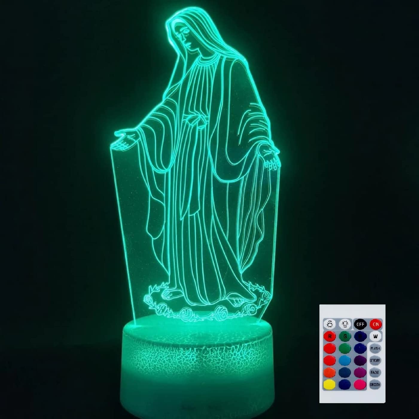 SUPERHONGJIHAO Night Light for Kids 3D Virgin Mary Led Lamp with Remote ...