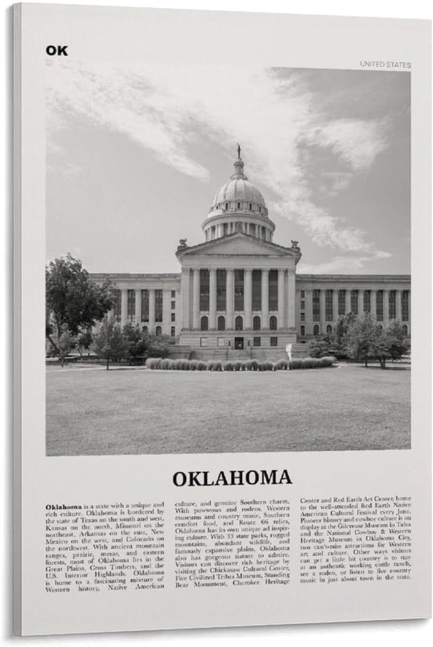 Amazon.com: Oklahoma Print Black And White Capitol, Oklahoma Wall Art ...