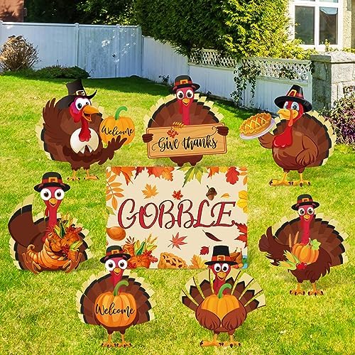 Amazon.com : 6 Unique Thanksgiving Yard Signs w/Stakes - Cute & Funny ...