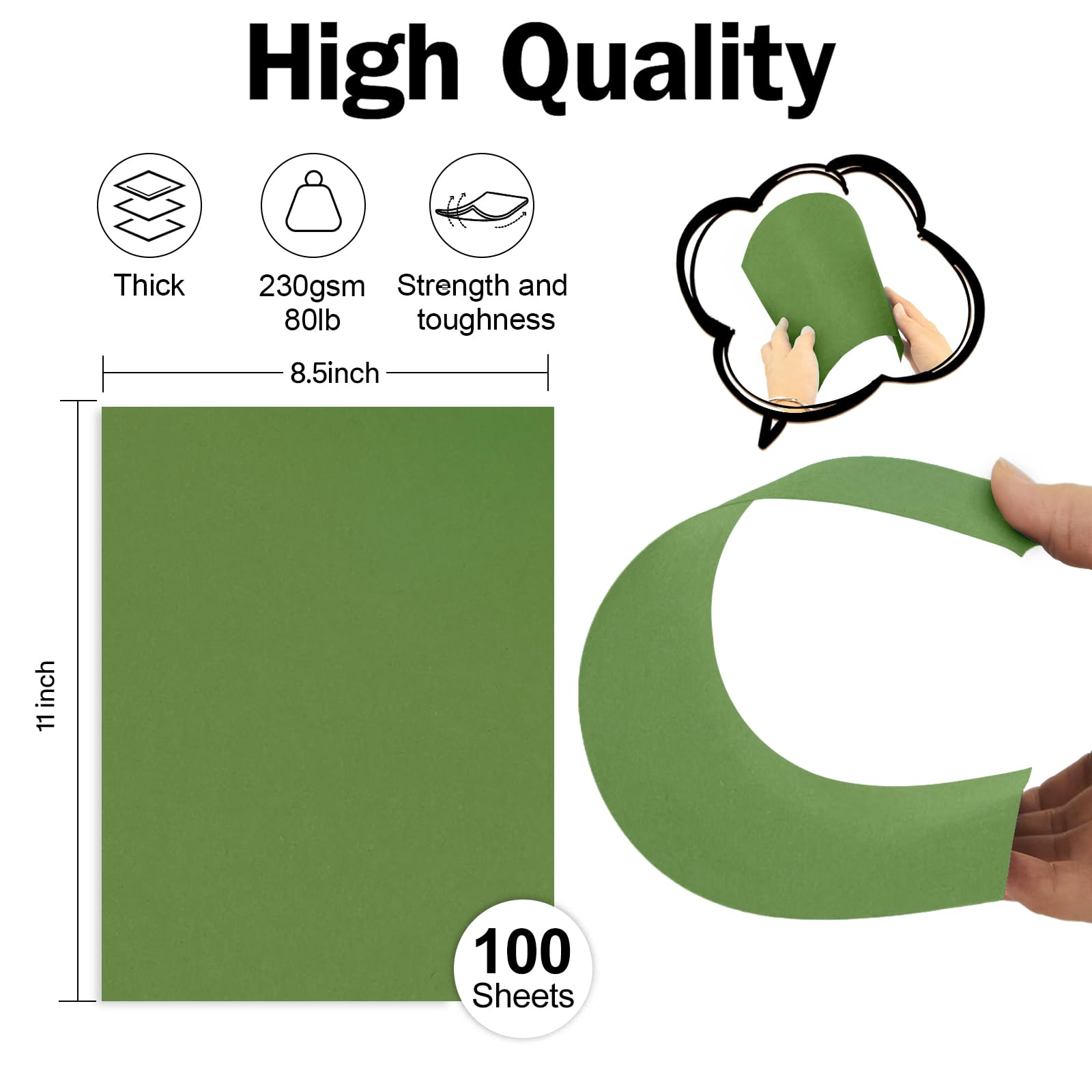 Snapklik.com : 100 Sheets Christmas Green Cardstock 85x 11 Heavyweight ...