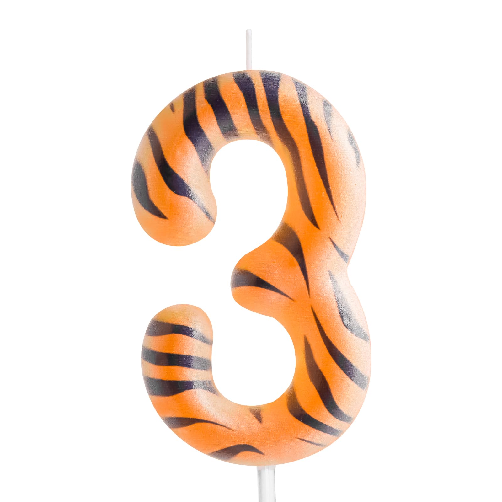 Amazon.com: Zi Lan Tiger Birthday Candle Number 3, Jungle Animal Tiger ...