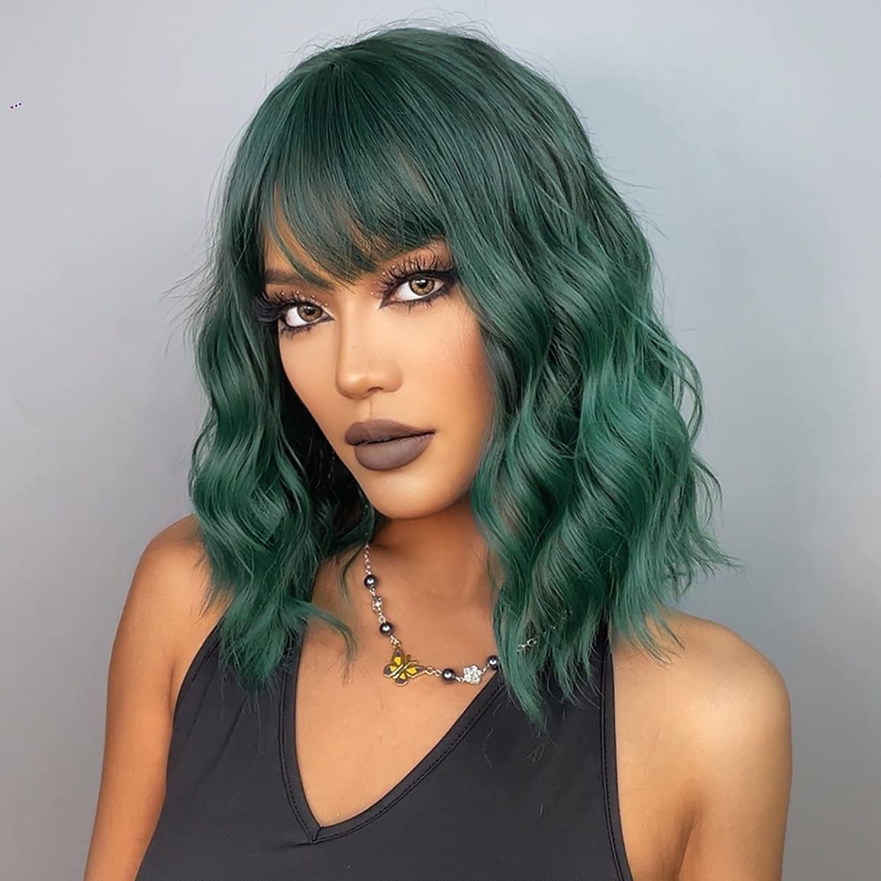 Human hair blend green bob curly wave wig - munimoro.gob.pe