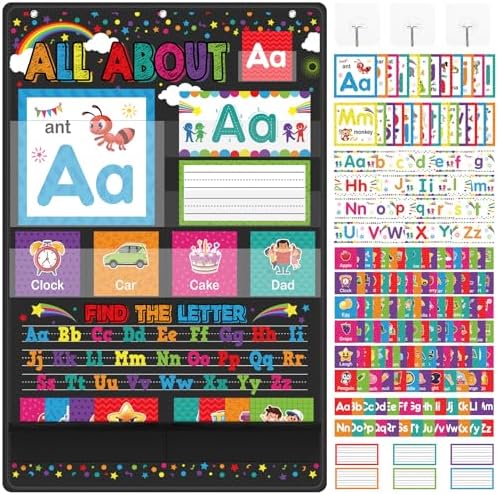 Amazon.com: Chiisong All About Letter Pocket Chart with ABC Flash Cards ...