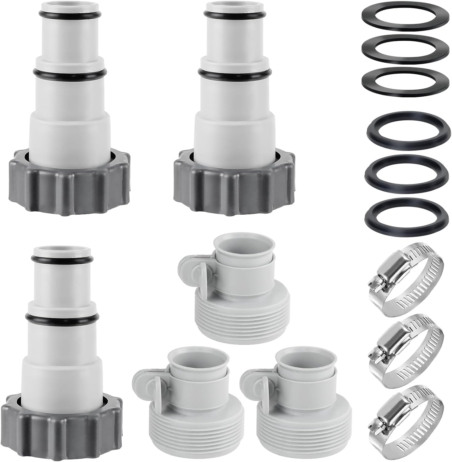 Amazon.com: 6 Pack Pool Hose Adapters, 2 Types 1.5" & 1.25" Dual-Size ...