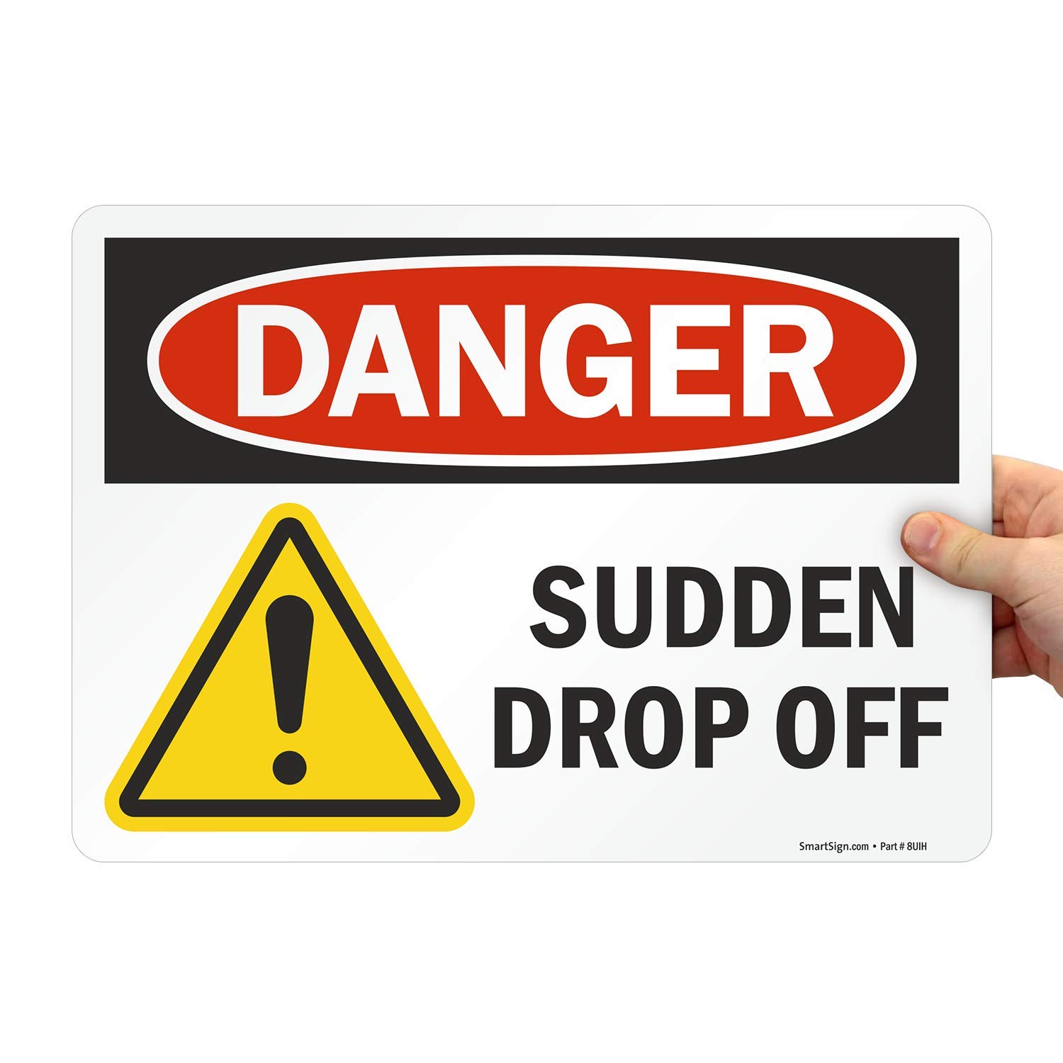 SmartSign “Danger - Sudden Drop Off” Label | 10" x 14" Laminated Vinyl ...