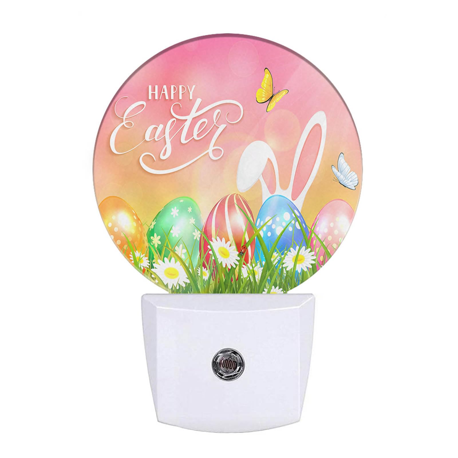 Uanvaha Easter Bunny Eggs Night Light Butterfly Green Grass Spring ...