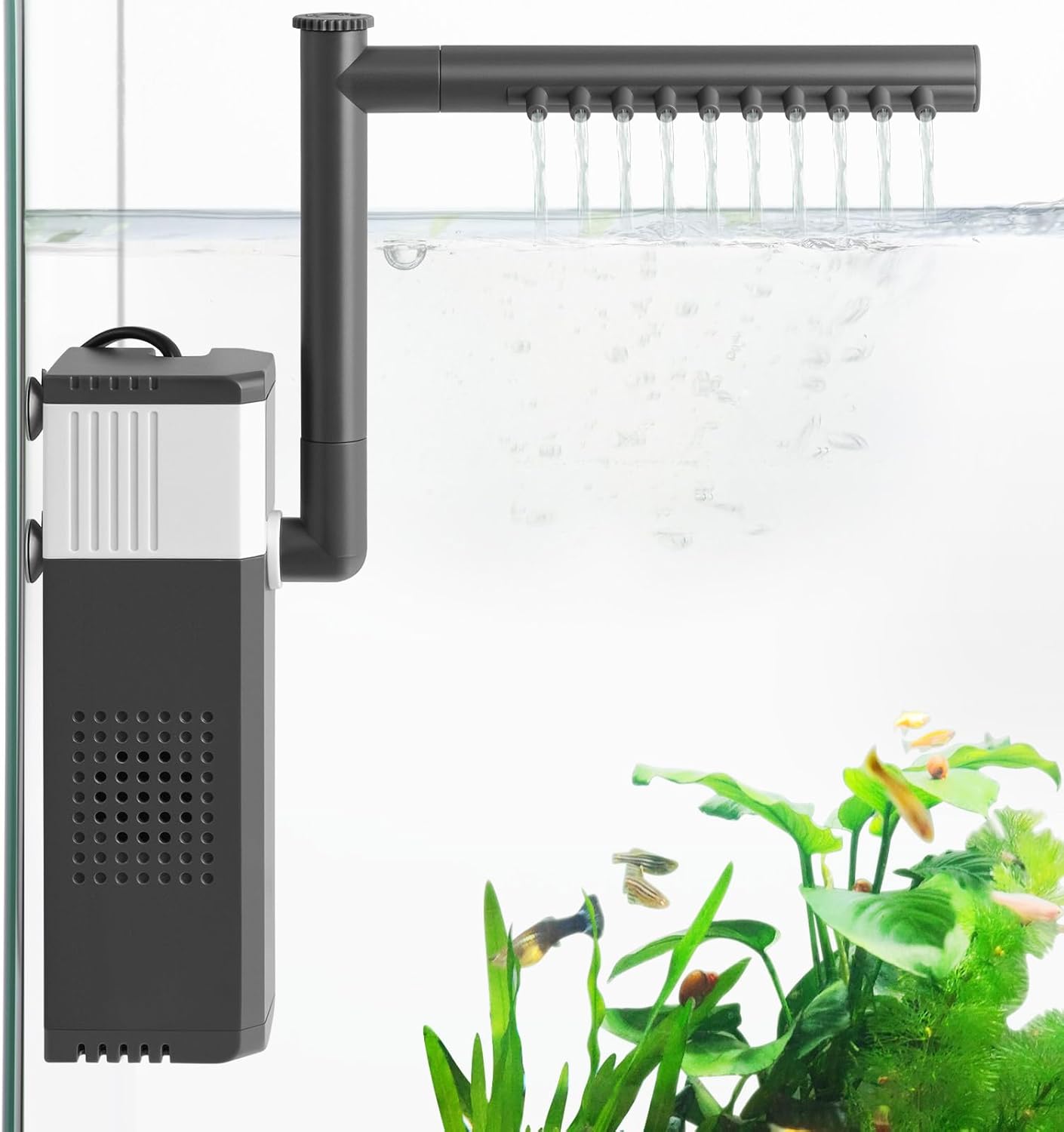 VILLNO 8W 400LPH Ultra Powerful Aquarium Filter for 30-90L Fish Tank, 3 ...