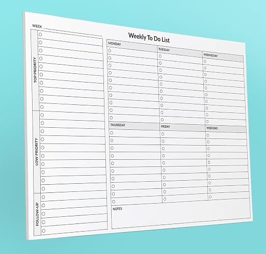 A4 Weekly Desk Planner/To Do List - 52 tear off sheets - Quality 100gsm ...