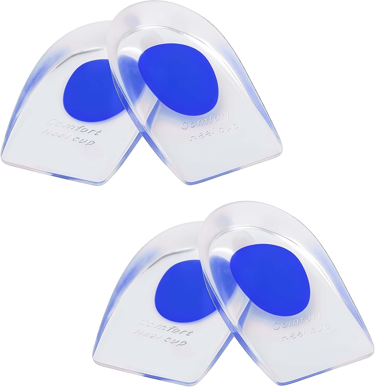 2 Pair Silicone Gel Heel Cups Heel Cushion Pads for Plantar Fasciitis ...