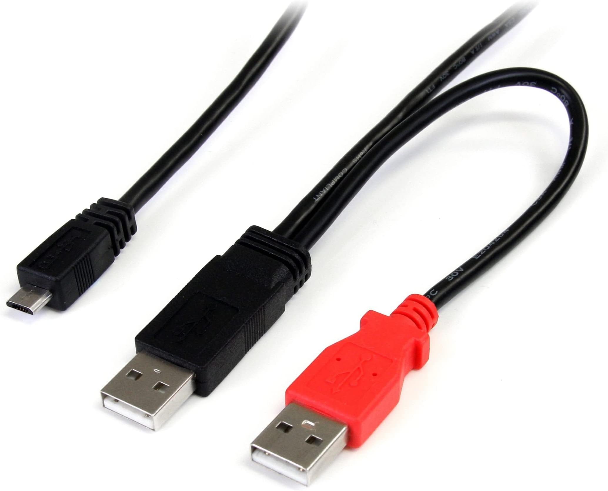Amazon.com: StarTech.com 1 ft USB Y Cable for External Hard Drive ...
