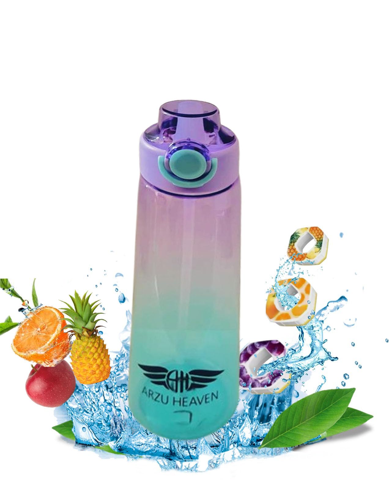 Arzu Heaven Water Bottle with Flavor Pods, Leak-Proof Sports Water Cup ...