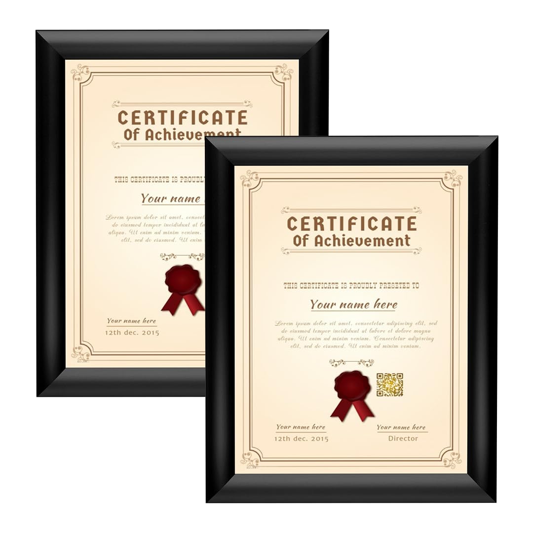 Amazon.com - SnapeZo 2-Pack 8.5x11 Black Certificate Frames, Front ...