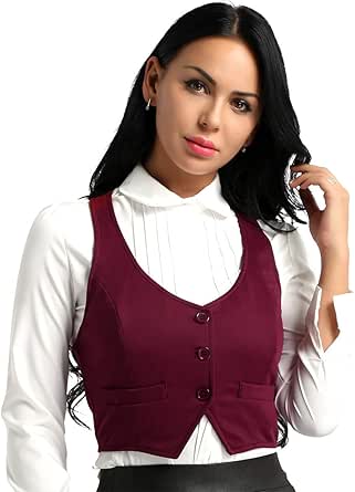 Amazon.com: inhzoy Chaleco clásico ajustado con espalda cruzada para mujer, con cuello en V, sin ...