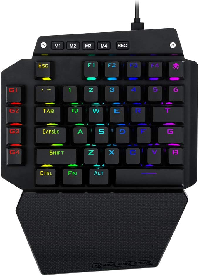 Amazon.com: Cakce RGB One Handed Mechanical Gaming Keyboard,Colorful ...