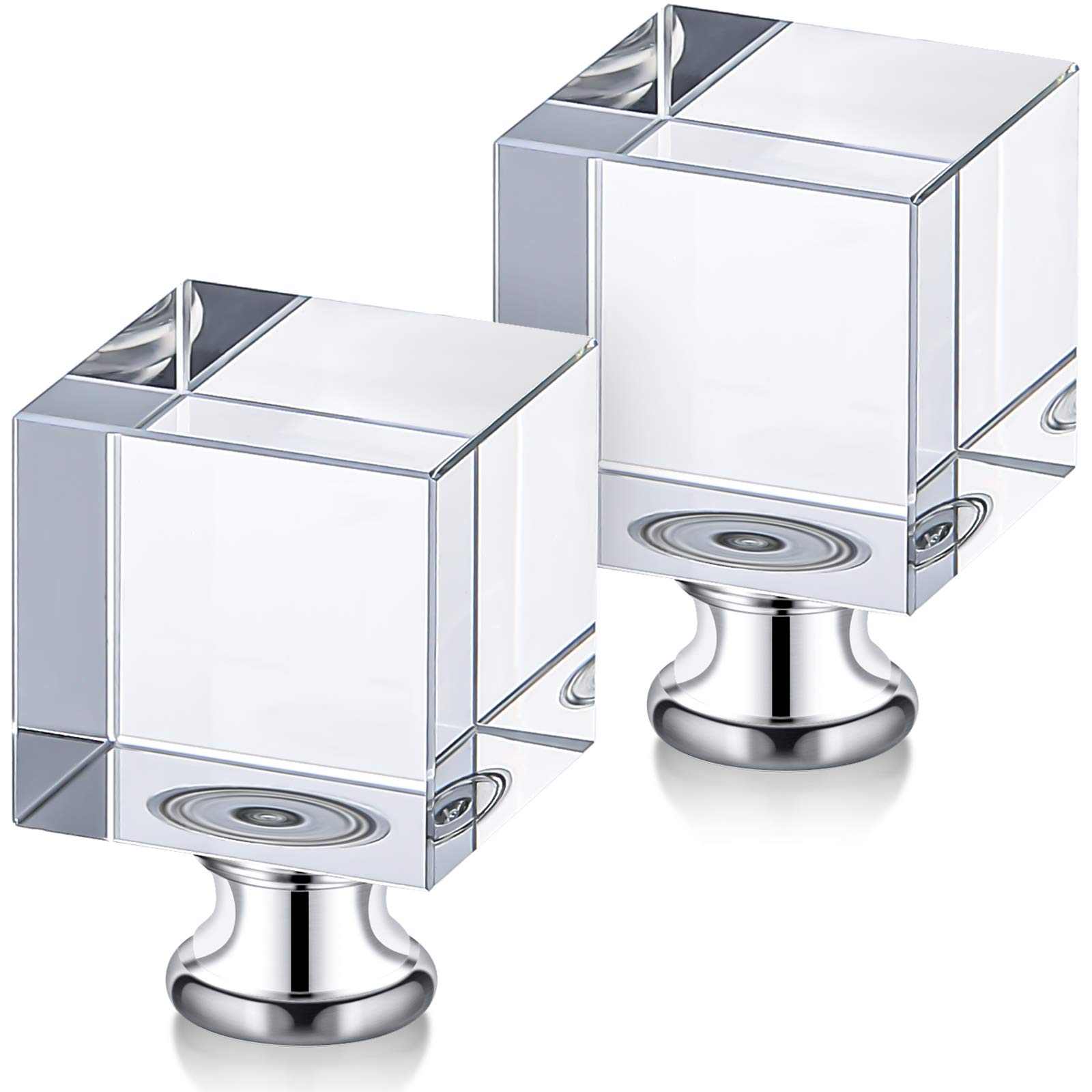 2 Pieces Cube Crystal Lamp Finial Clear Square Lamp Finial Cap Knob Top ...