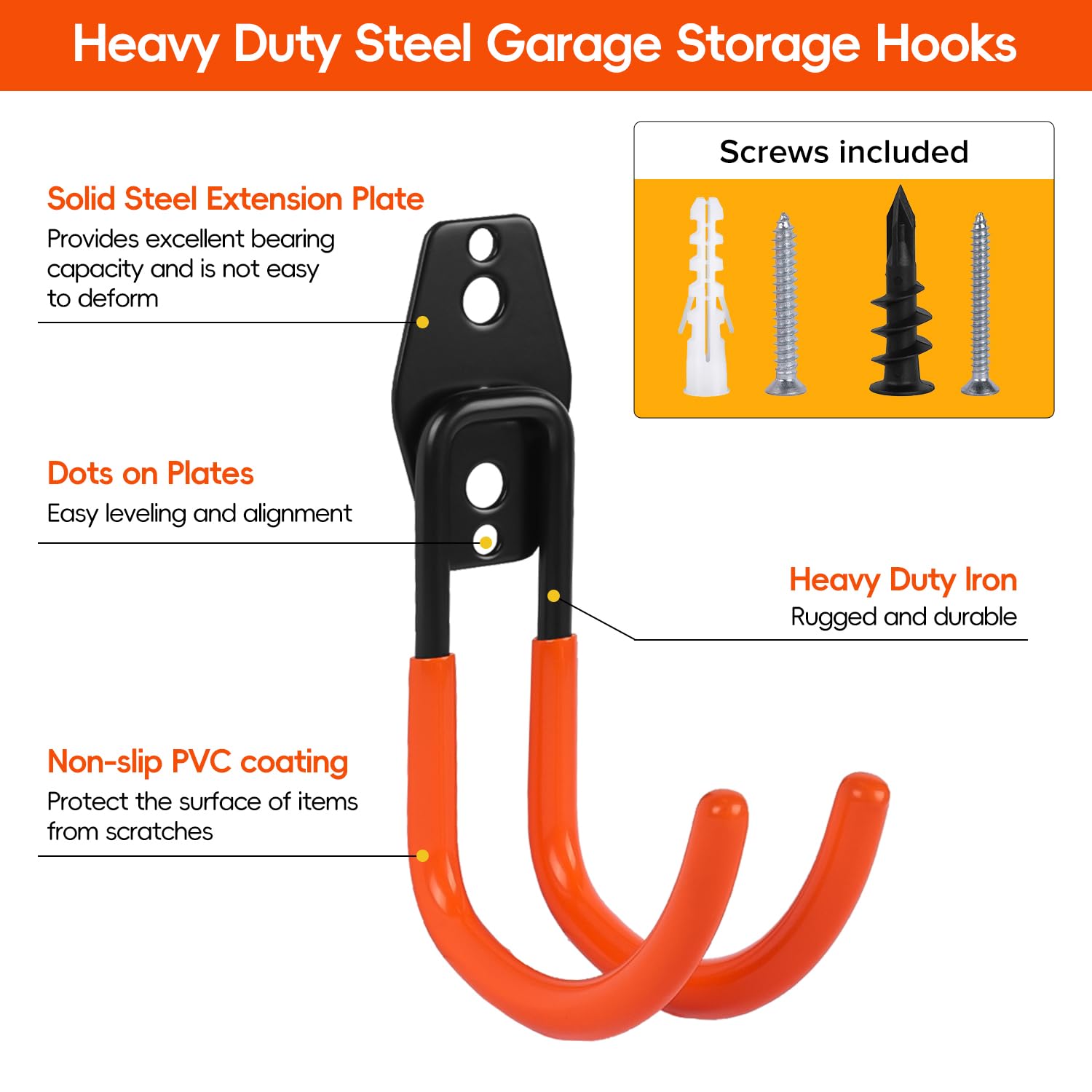 Snapklik.com : Garage Hooks, 12 Pack Heavy Duty Steel Utility Hooks For ...