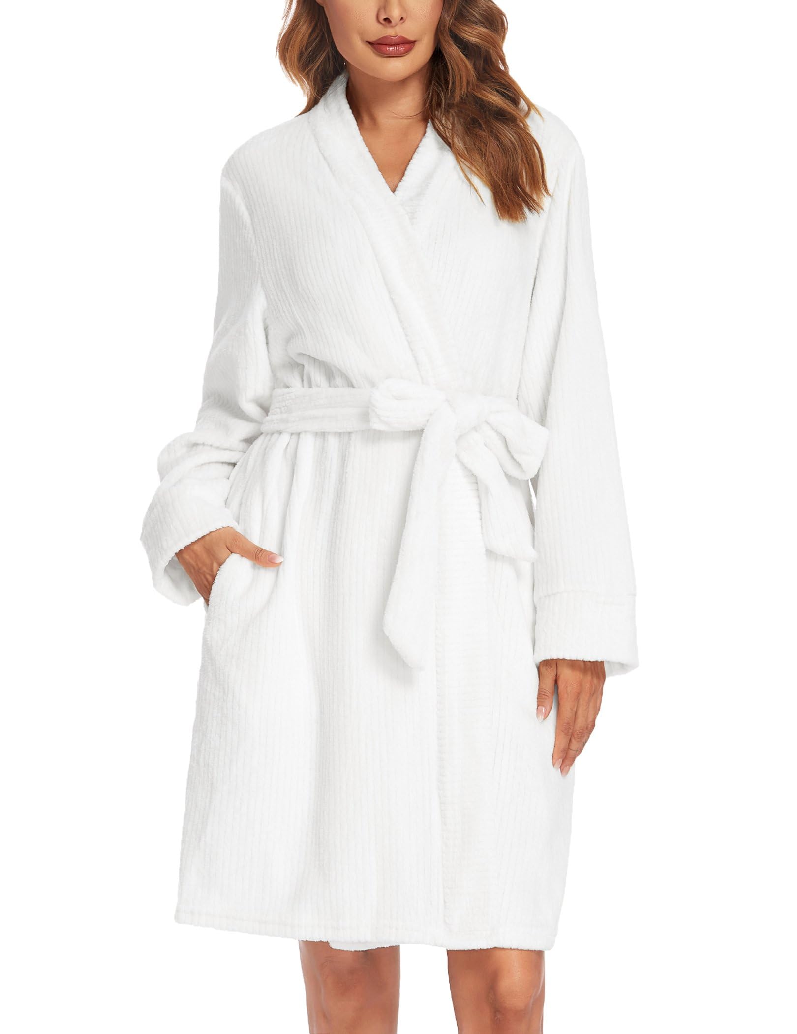 Snapklik.com : Womens Lightweight Plush Short Robe Bathrobe Sleepwear ...