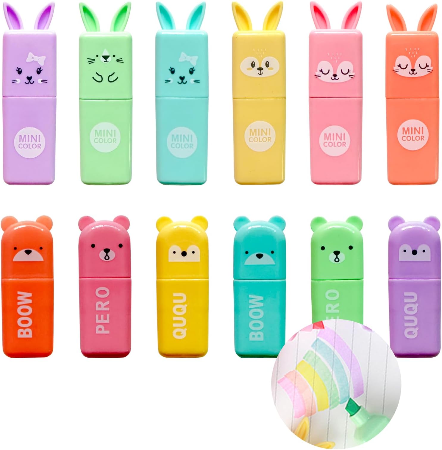 Amazon.com : Corbekel 24 PCS Cute Mini Highlighters in 2 Style (Bear ...