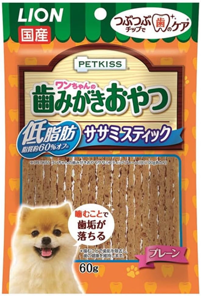 Amazon | PETKISS ワンちゃんの歯みがきおやつ 低脂肪ササミスティック プレーン 60g | PETKISS | ジャーキー 通販