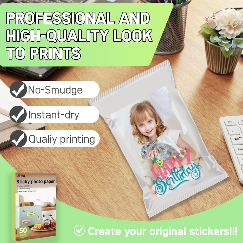 Snapklik.com : Uinkit Glossy Sticker Paper For Inkjet Printer, 4 X 6 ...