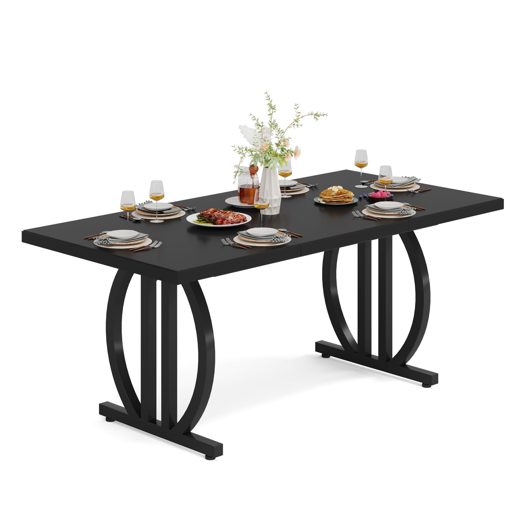 Amazon.com: LITTLE TREE Modern Dining Table for 4-6 People, 63" Large ...